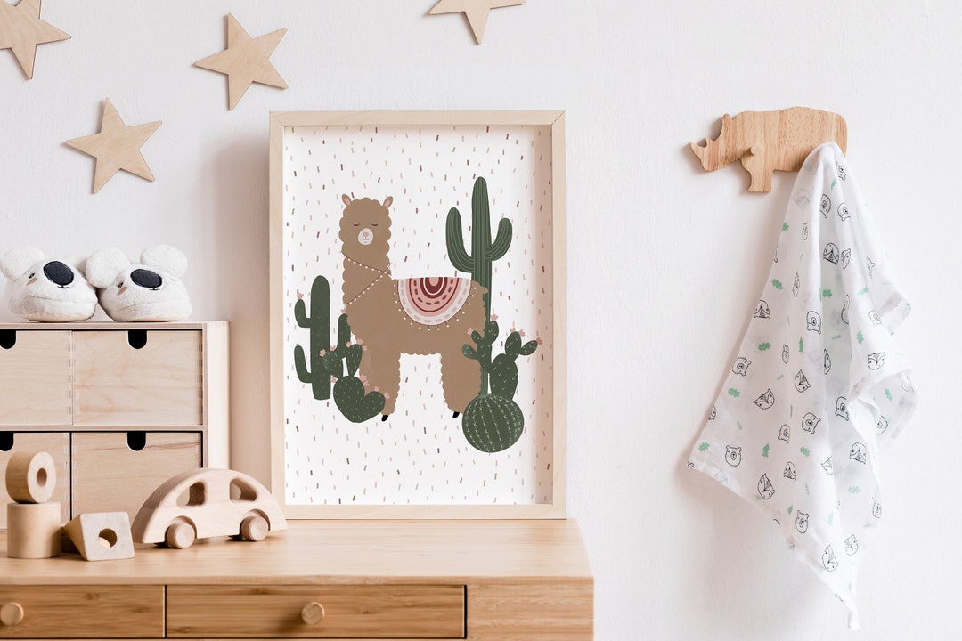 Alpaca & Cactus Nursery Wall Art Nursery Decor Girls - Etsy