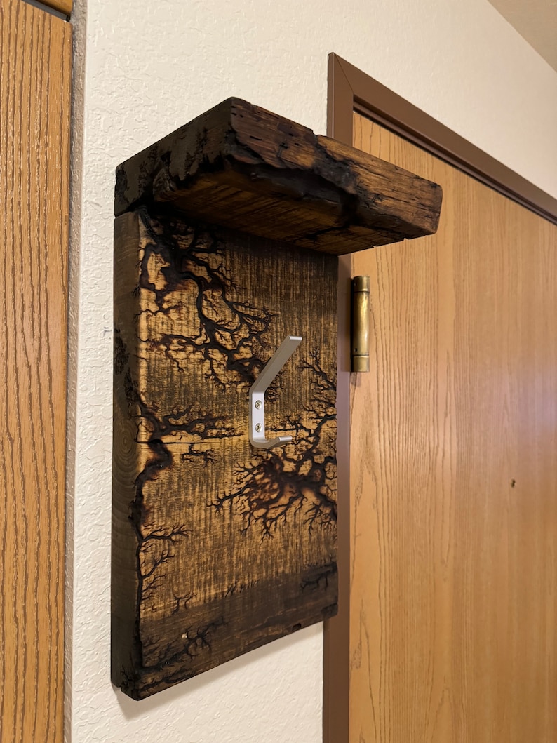 Rough Sawn Fractal Patterned Motorcycle Helmet Coat Rack With Shelf ...
