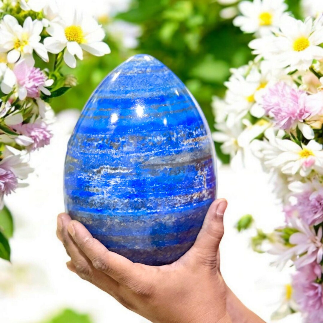 Large Lapis Lazuli Egg: Handmade Crystal Ball, Meditation Healing (8 ...