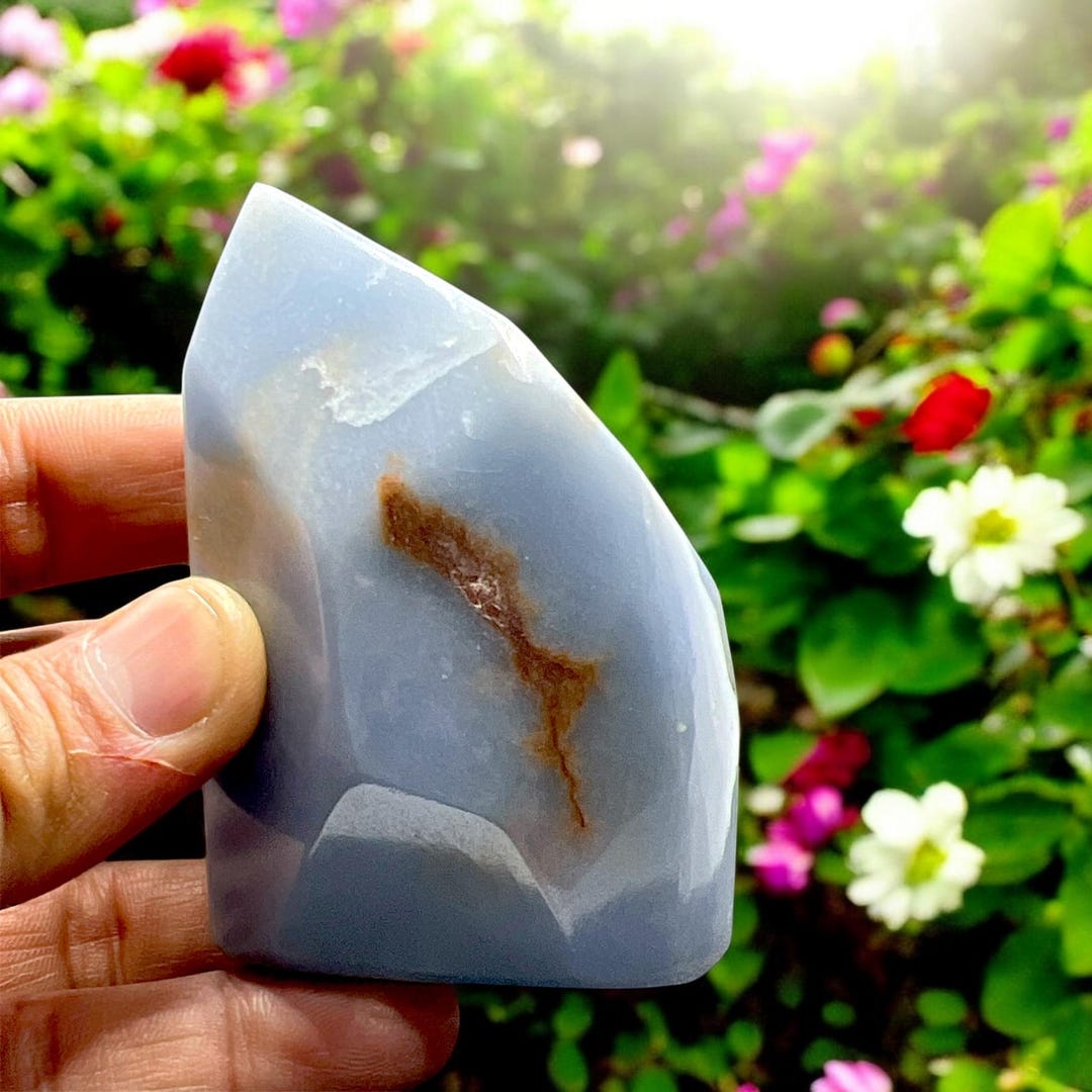 Angelite Freeform Polished Crystal Obelisk Tower Point Gemstone ...