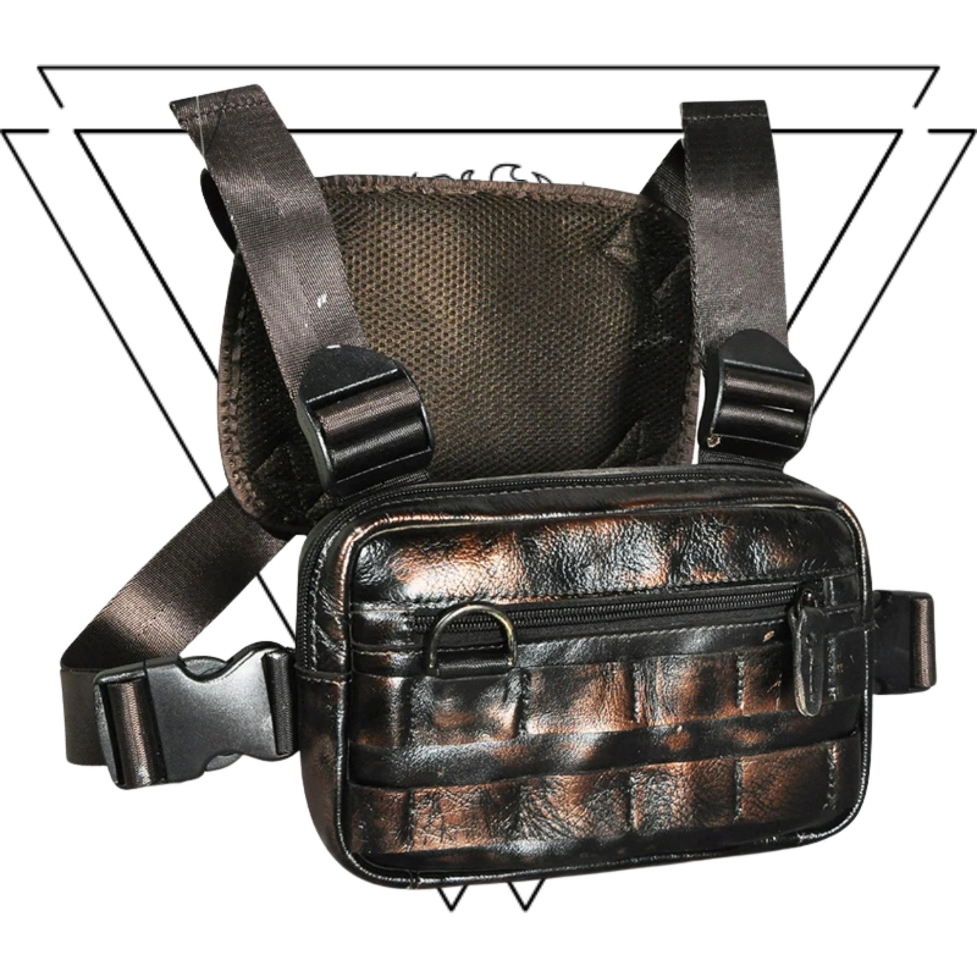 Tactical Leather Chest Rig Bag Military Vest Bikers Crossbody Sling Bag ...