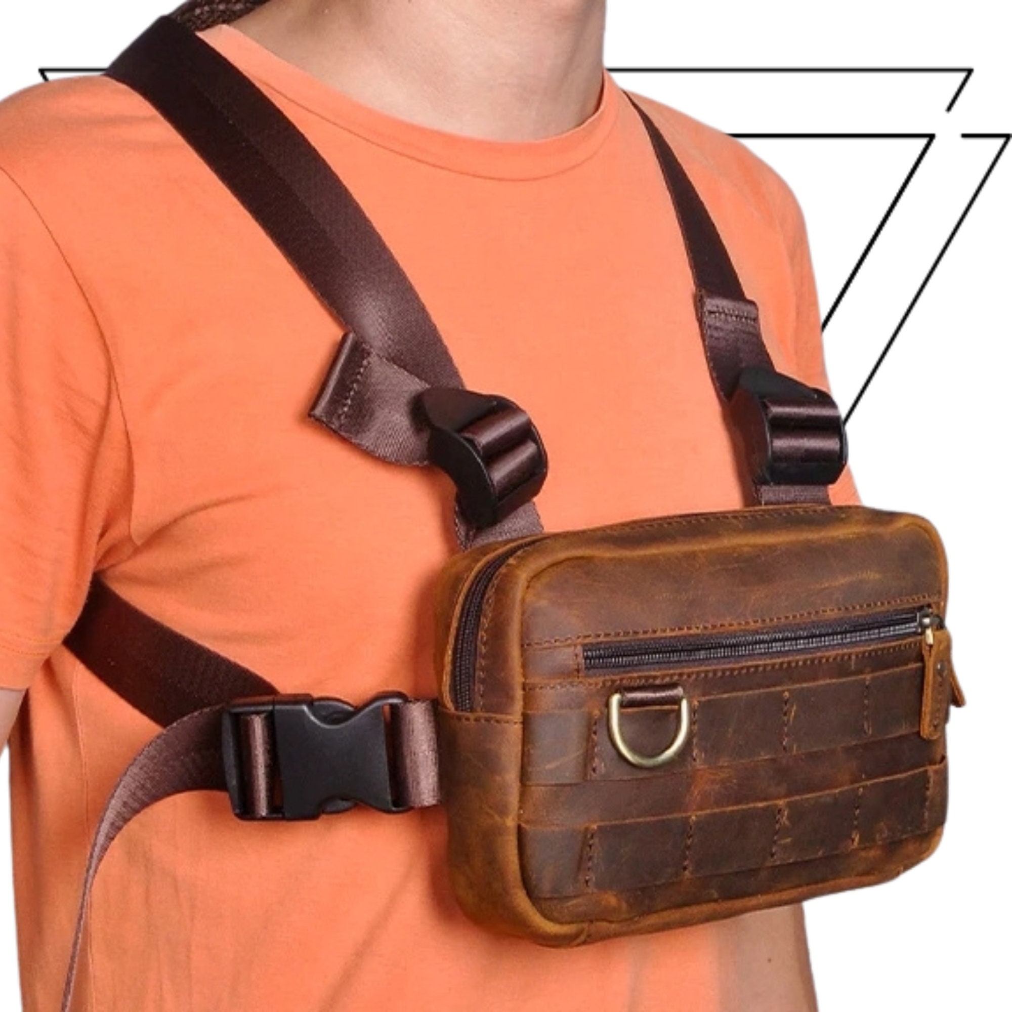 Tactical Leather Chest Rig Bag Military Vest Bikers Crossbody Sling Bag ...