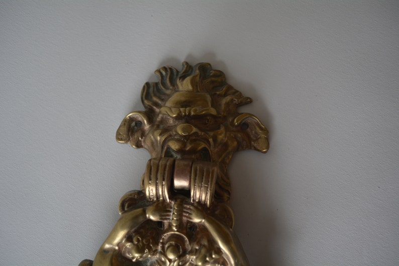 Antique - Big Italian/french Gothic Grotesque Gargoyle & Cherubs Brass ...