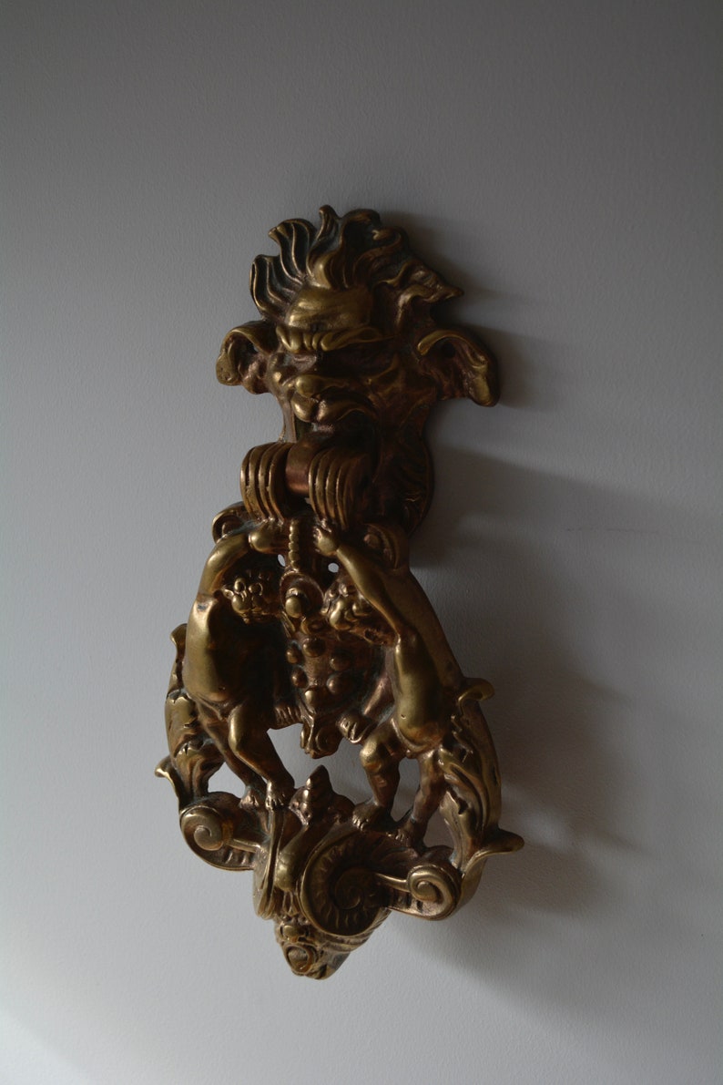 Antique - Big Italian/french Gothic Grotesque Gargoyle & Cherubs Brass ...