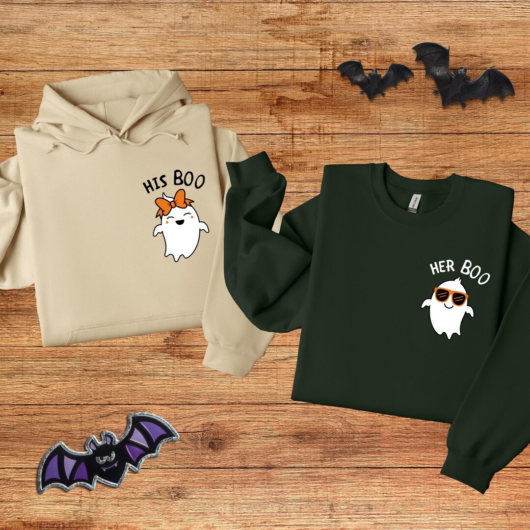 His Boo Her Boo Sweatshirts, Funny Halloween Couples Shirt, Pocket Size ...