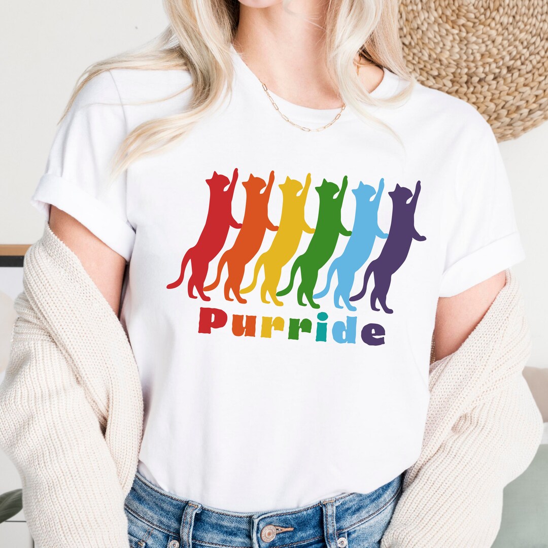 Pride Cat Colorful LGBT Purride T-shirt, LGBTQ Rainbow Shirt, Rainbow ...
