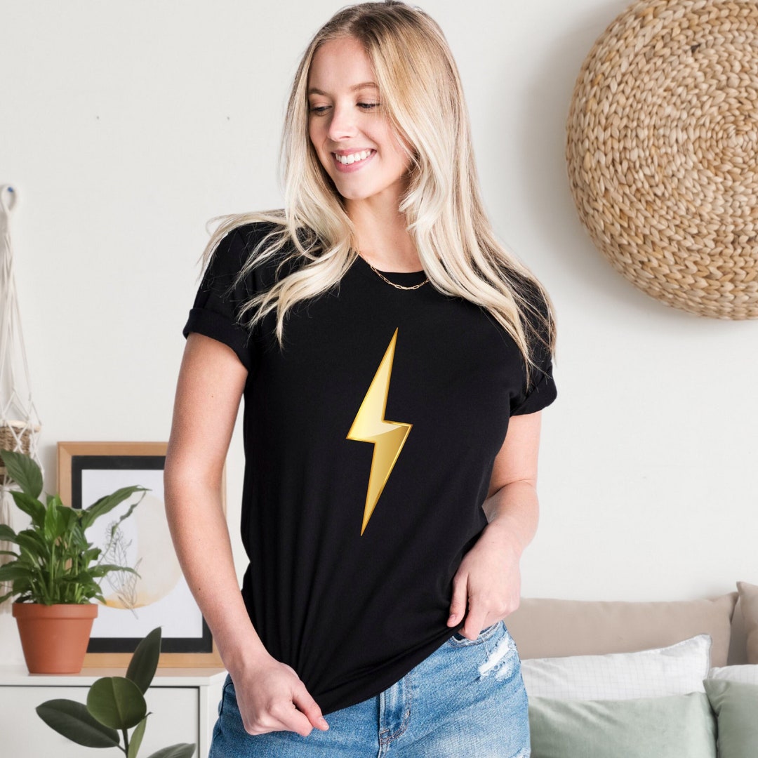 Gold Lightning Bolt T-shirt, Lightning Thunder Shirt, Flash T-shirts ...
