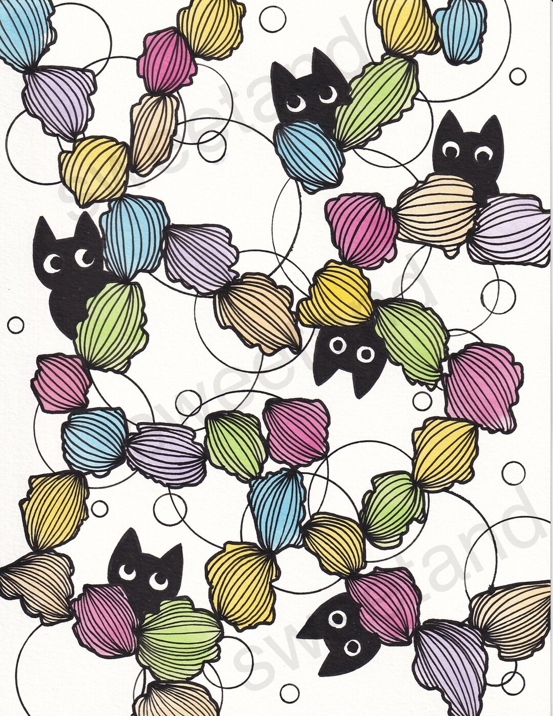 Curious Cat Zen Doodle 1 - Etsy