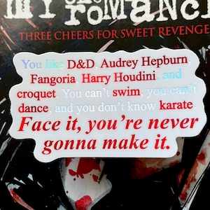 MCR Holographic Sticker | Song Lyric Sticker | My Chemical Romance ...