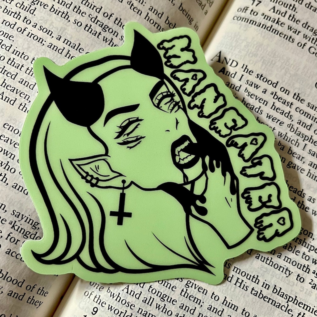 Glow in the Dark Demon Girl Sticker | Emo Pin up Sticker | Devil Girl ...