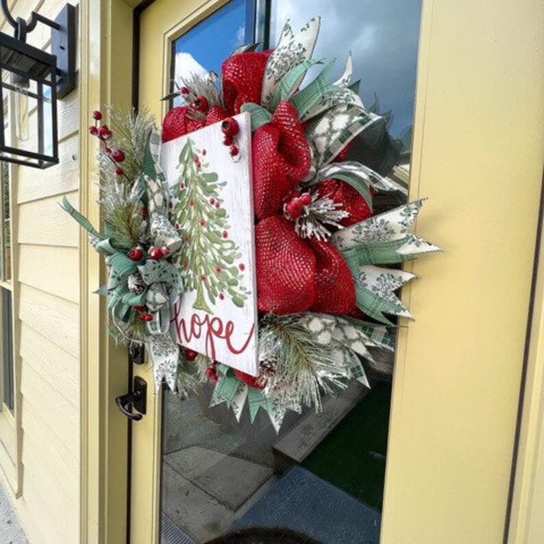 Christmas Wreath Carla Grogan Hope Sign Xmas Decoration - Etsy