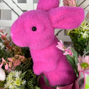 Pink Bunny With Florals and Mushrooms Easter Wall Decoration, Spring ...