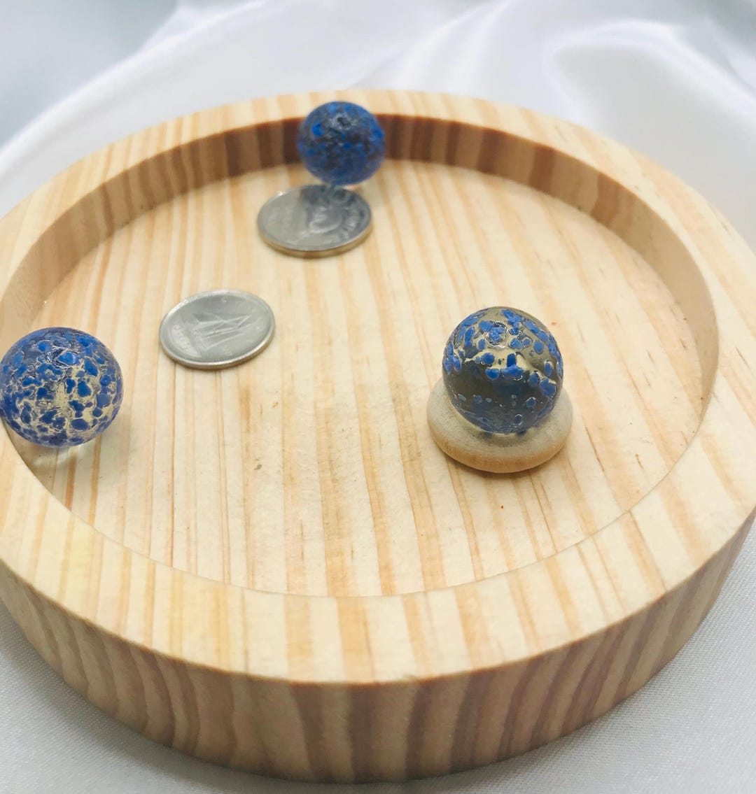 One BLUE Speckled GLITTER Glass Marble 16mm Clear Base Tint Vintage ...