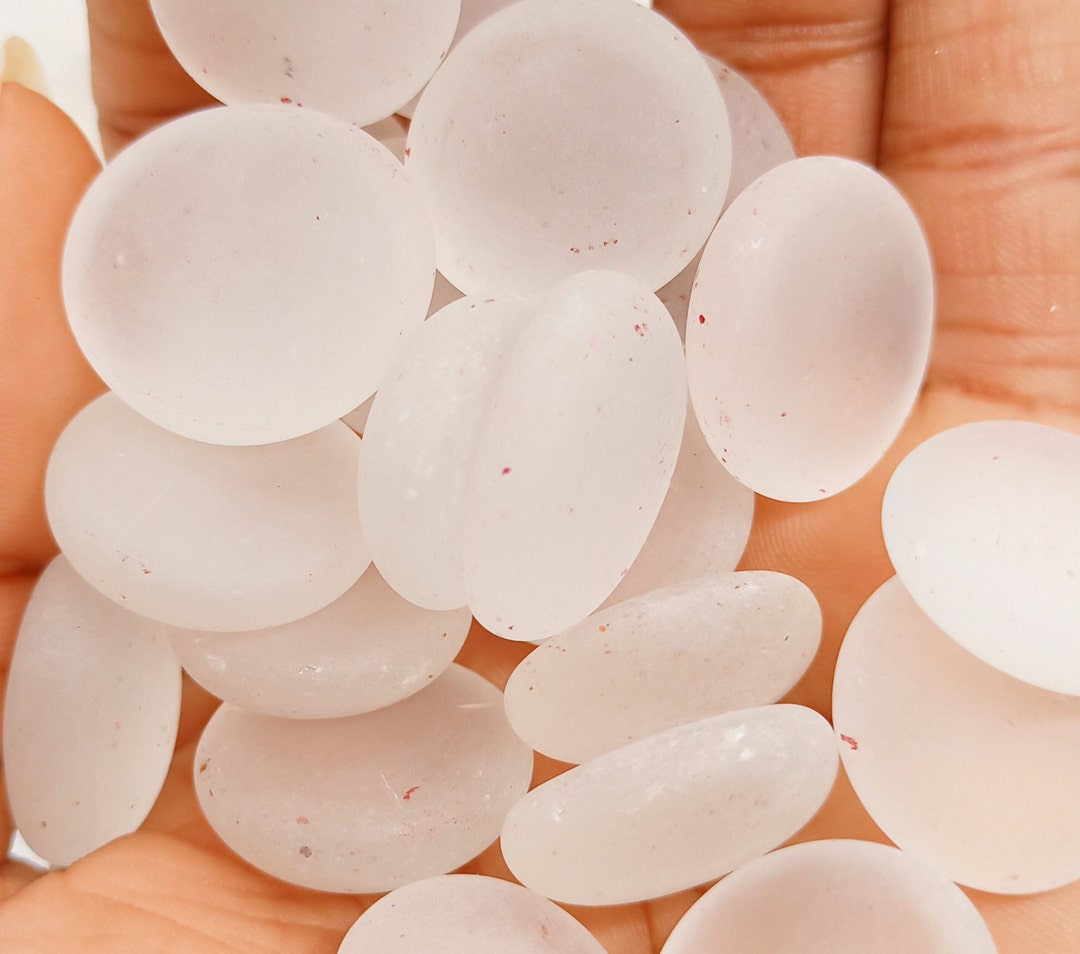 Two 2 Frosted White Sea Glass Pebbles Craft Supplies 20mm - Etsy