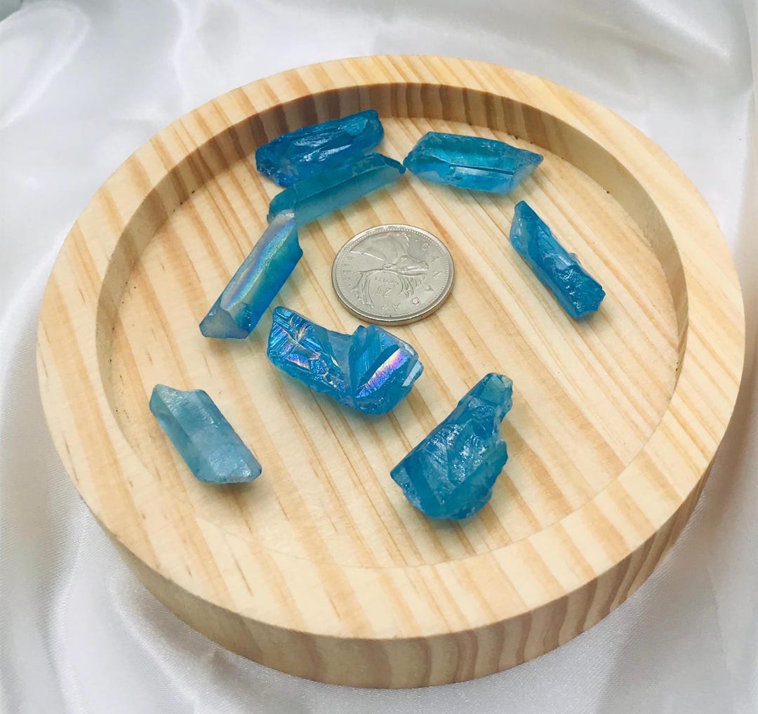 Blue AURA ANGEL Titanium Crystal - Rough Irregular Blue Rainbow Quartz ...