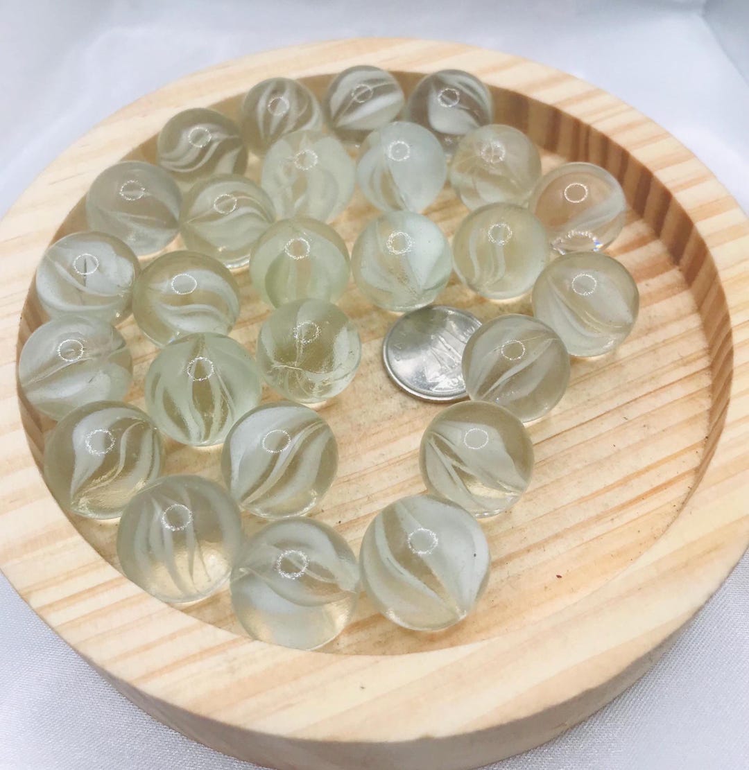 WHITE Swirl CAGE Marbles - Antique Glass Spheres Toys - Cat Eye Glass ...