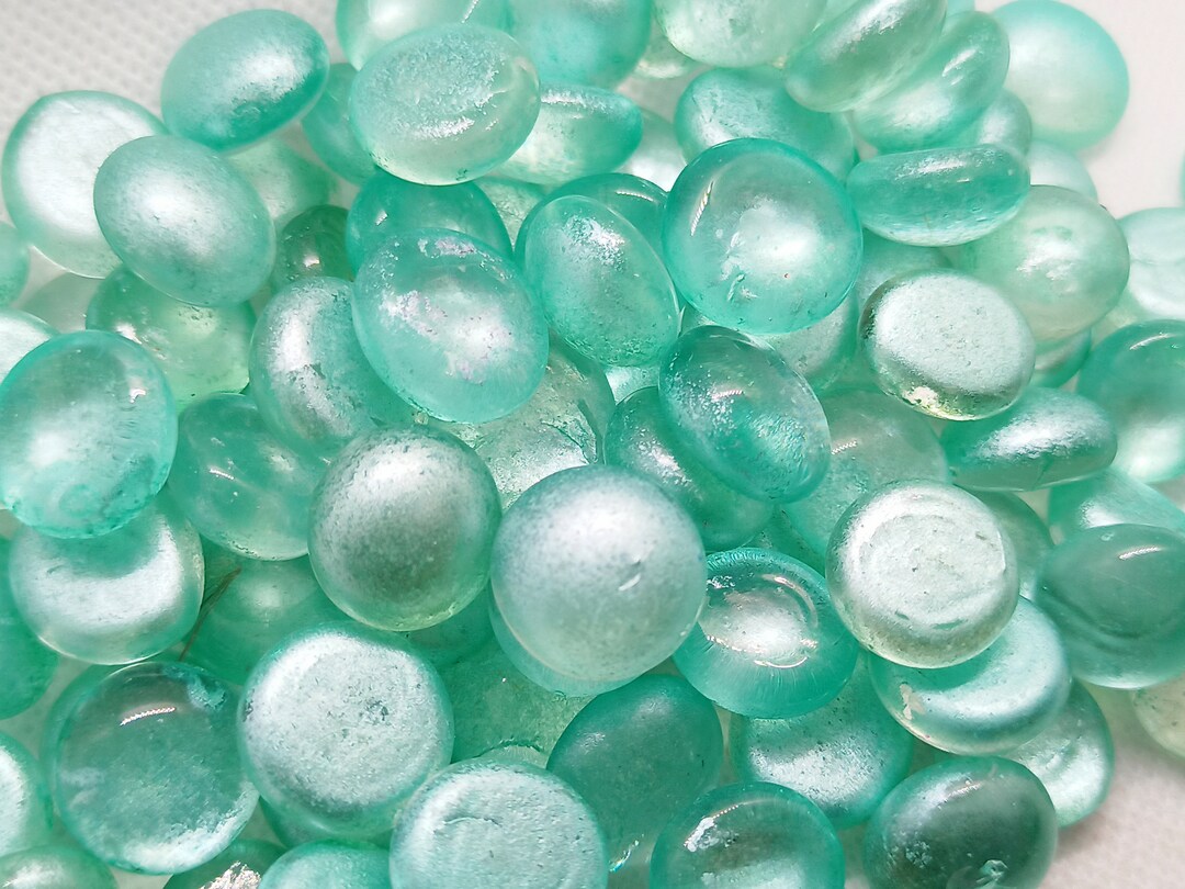 10 Turquoise Colored Glass Cabochons / Pebbles GEMS Craft Supplies - Etsy