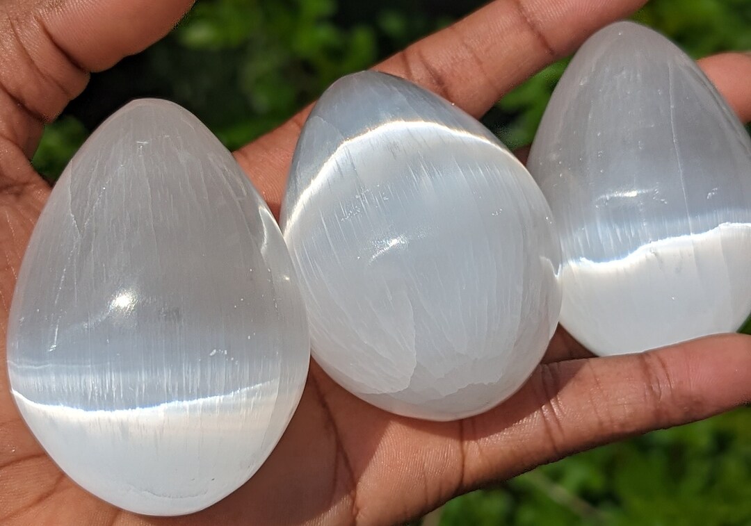 SELENITE EGG Shaped Crystal - Tranquility Stone - Round Polished ...