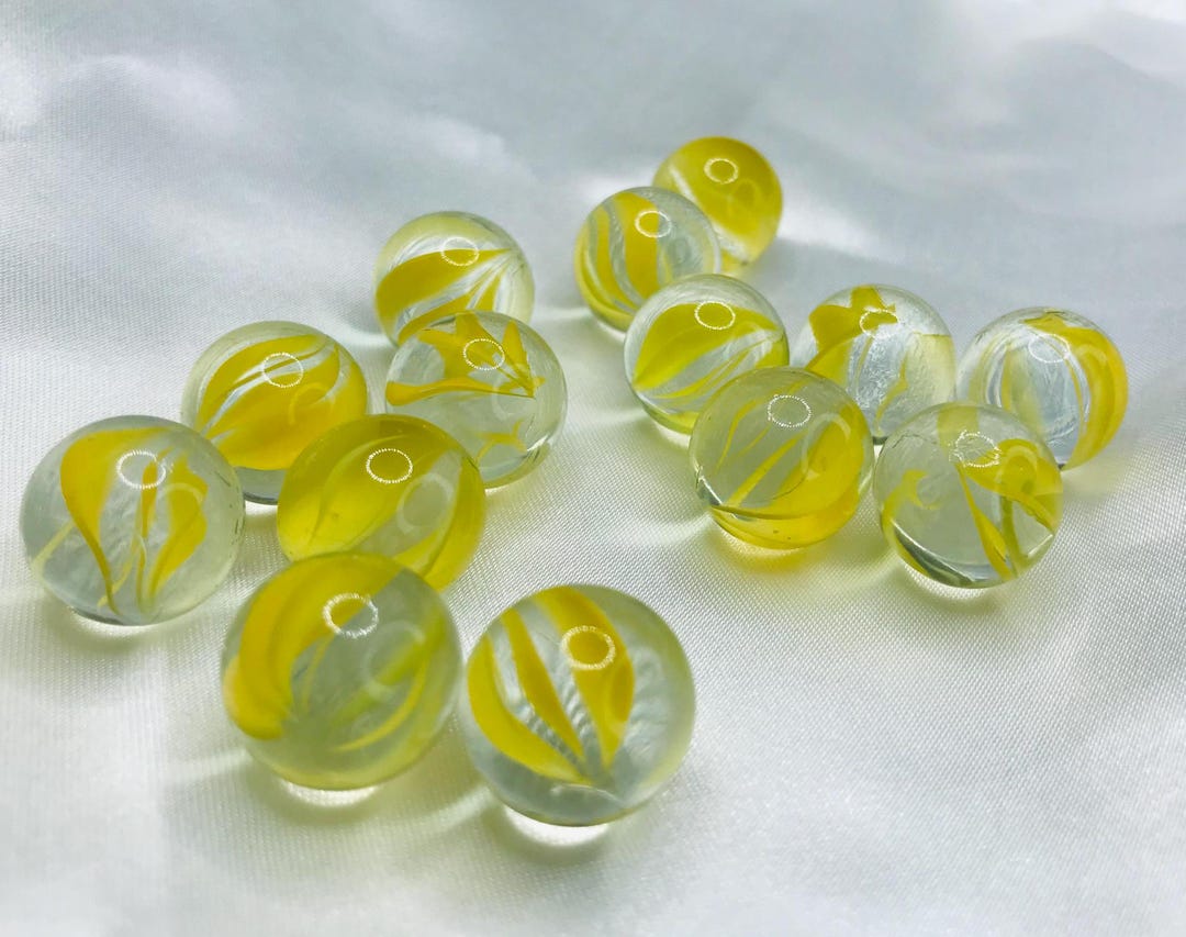 YELLOW Swirl Marble Marble Green Tint Base Glass Vitro Agate Glass ...