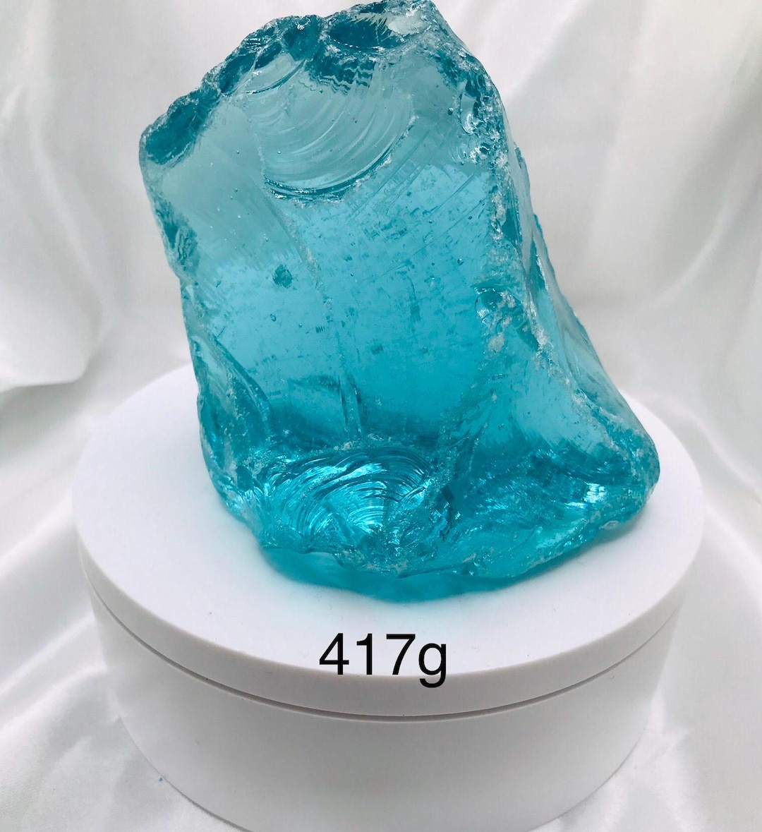 Turquoise Glass Rock - Teal Glass Crystal Stone, Craft Supplies (417g ...