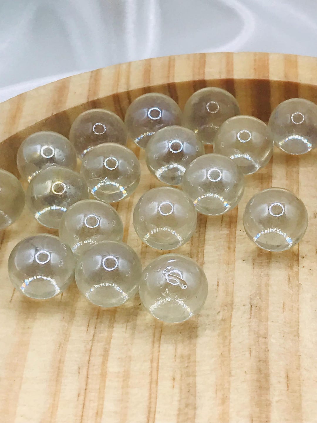 CLEAR AB Glass Marble - Vintage 10mm TRANSLUCENT Crystal Glass Orbs ...