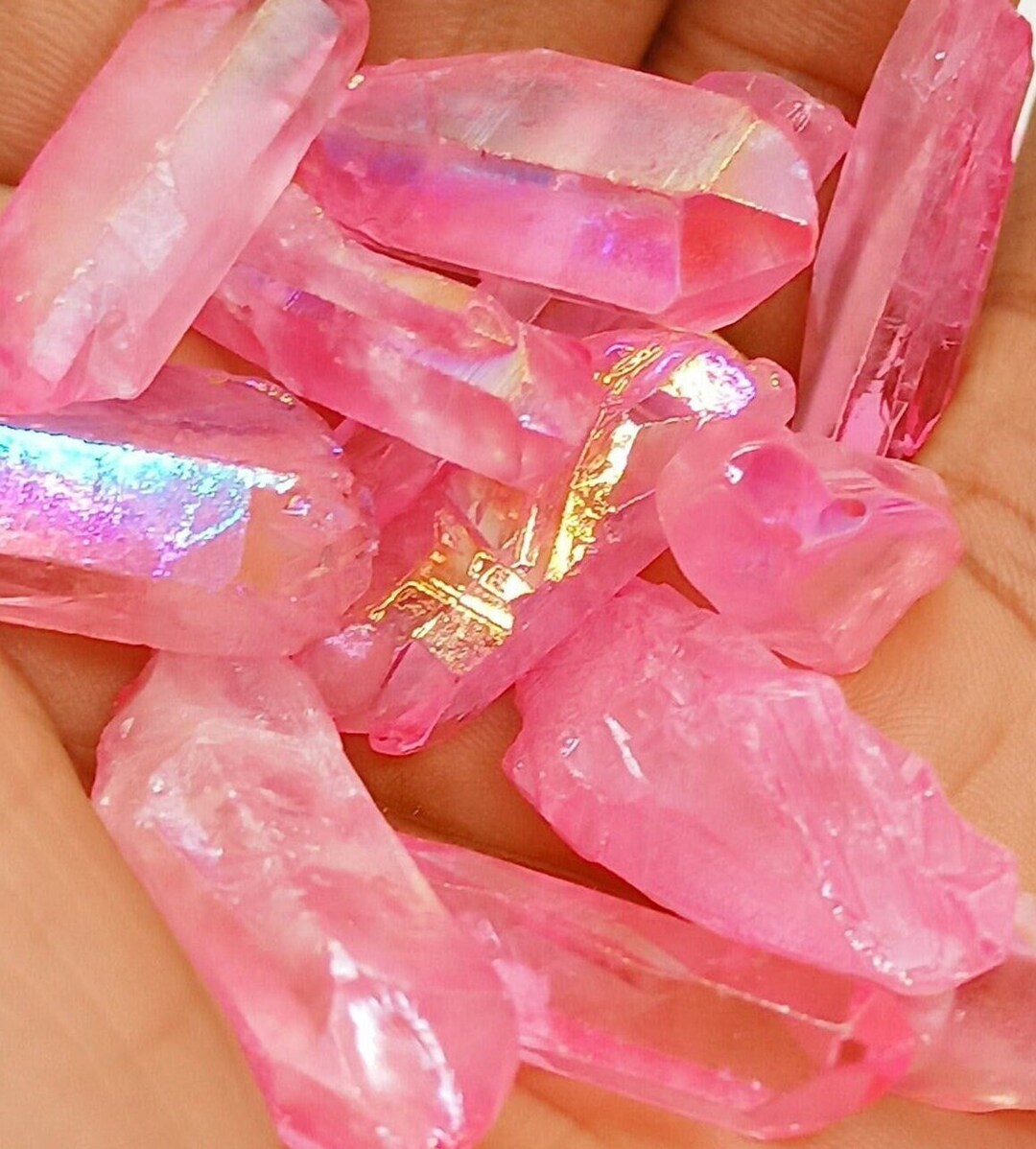 Uv-reacting Iridescent PINK QUARTZ Stone Irregular Raw Aura Angel ...