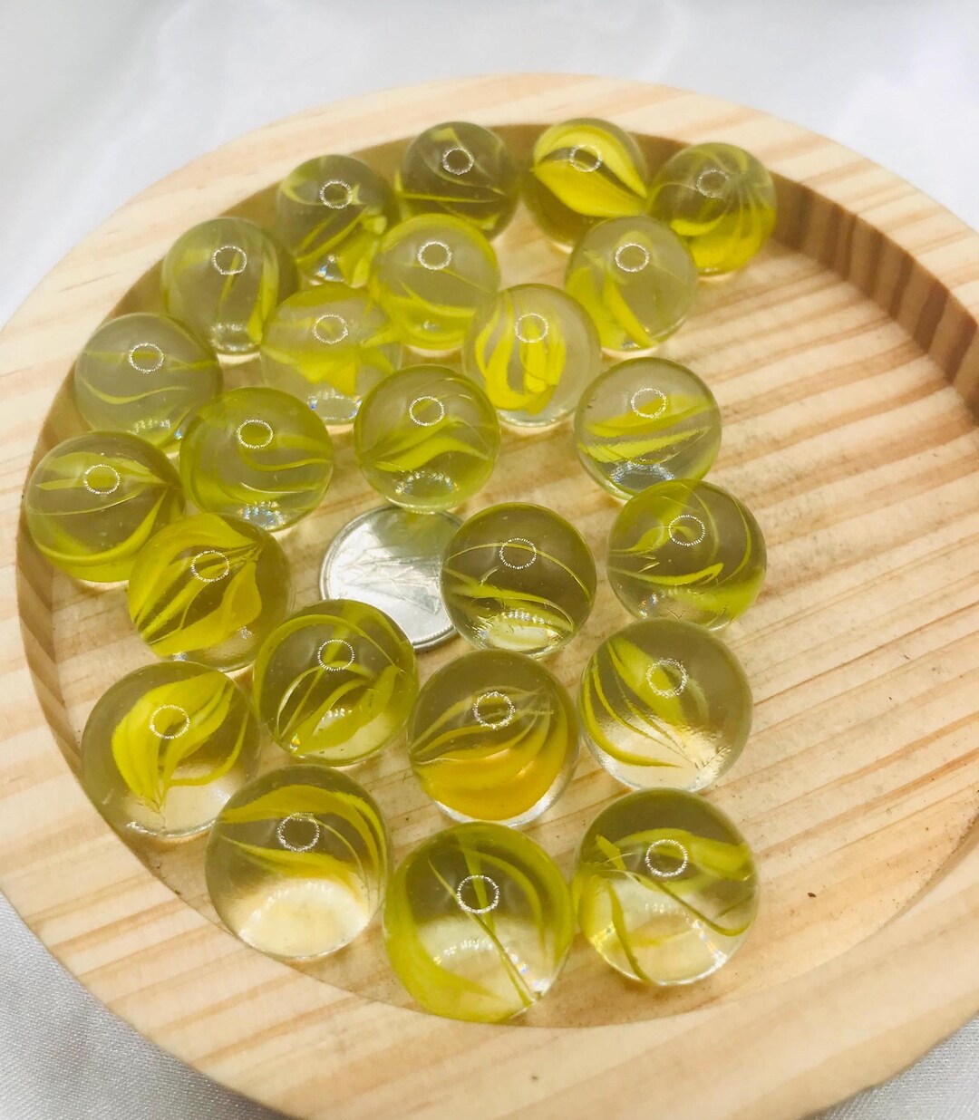 YELLOW CAGE Glass Marbles - Cat's Eye Clear Tint Base Glass - Vintage ...