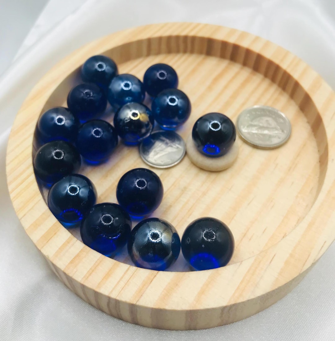 Cobalt BLUE Glass Marbles - 15mm Indigo Blue Glass Sphere - Craft ...