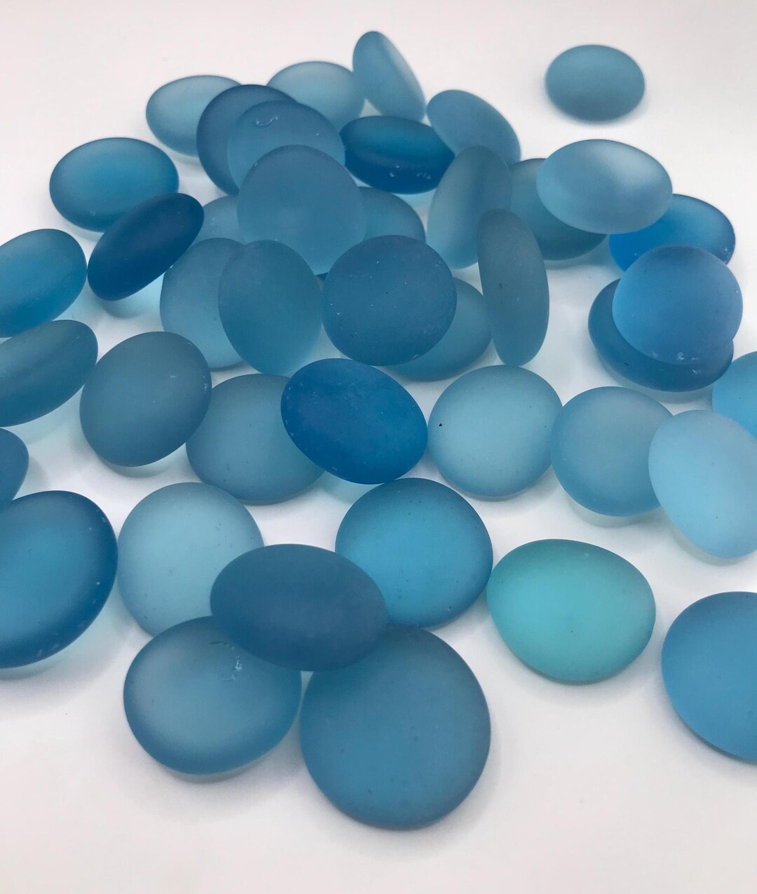 5 BLUE/TURQUOISE Sea Glass Vintage Frosted Turquoise/blue Glass Pebbles ...