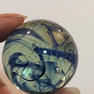 BLUE Swirl Marble Glass 36mm Light Aqua BLUE Base Tint Glass 36mm BIG ...