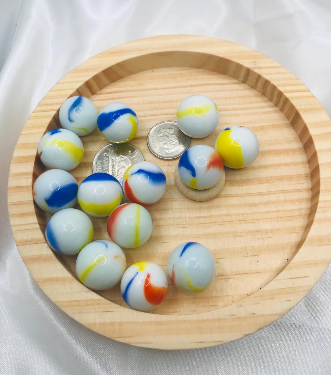 Antique Akro Agate Glass Marbles (yellow, Blue, Orange/red) - Milk ...