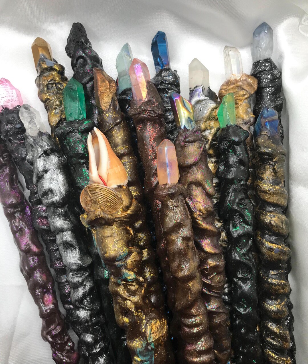 CRYSTAL WAND & Copper Wire-wrapped Raw GEMSTONE Handcrafted Wand Craft ...