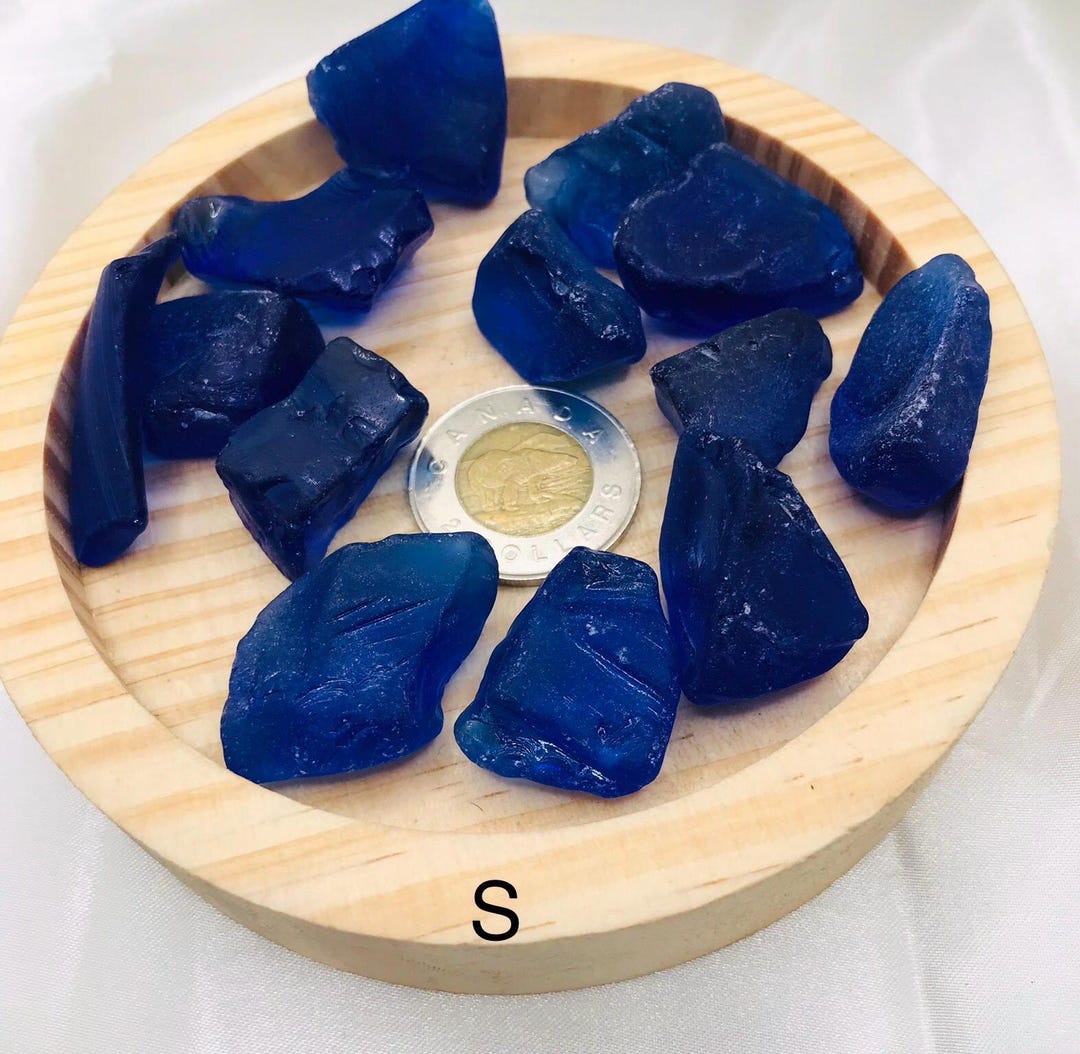 COBALT BLUE Glass, Vintage Frosted Royal BLUE Glass for Jewelry Making ...
