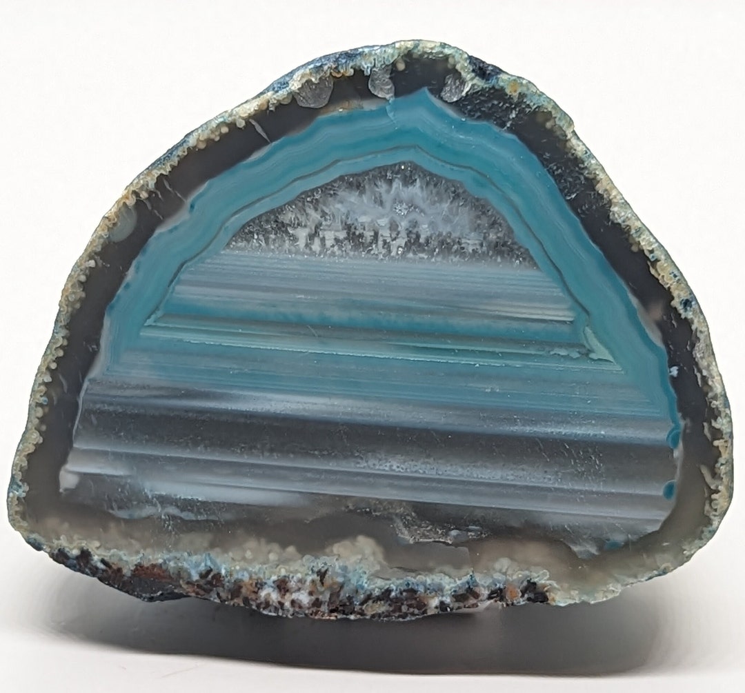 Beautiful Blue AGATE Crystal Stone, Raw Agate Rock, Large Half Crystal ...