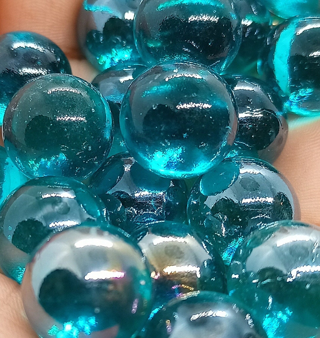 6 Pcs Turquoise Marbles Glass Blue Glass Gems Craft Supplies - Etsy