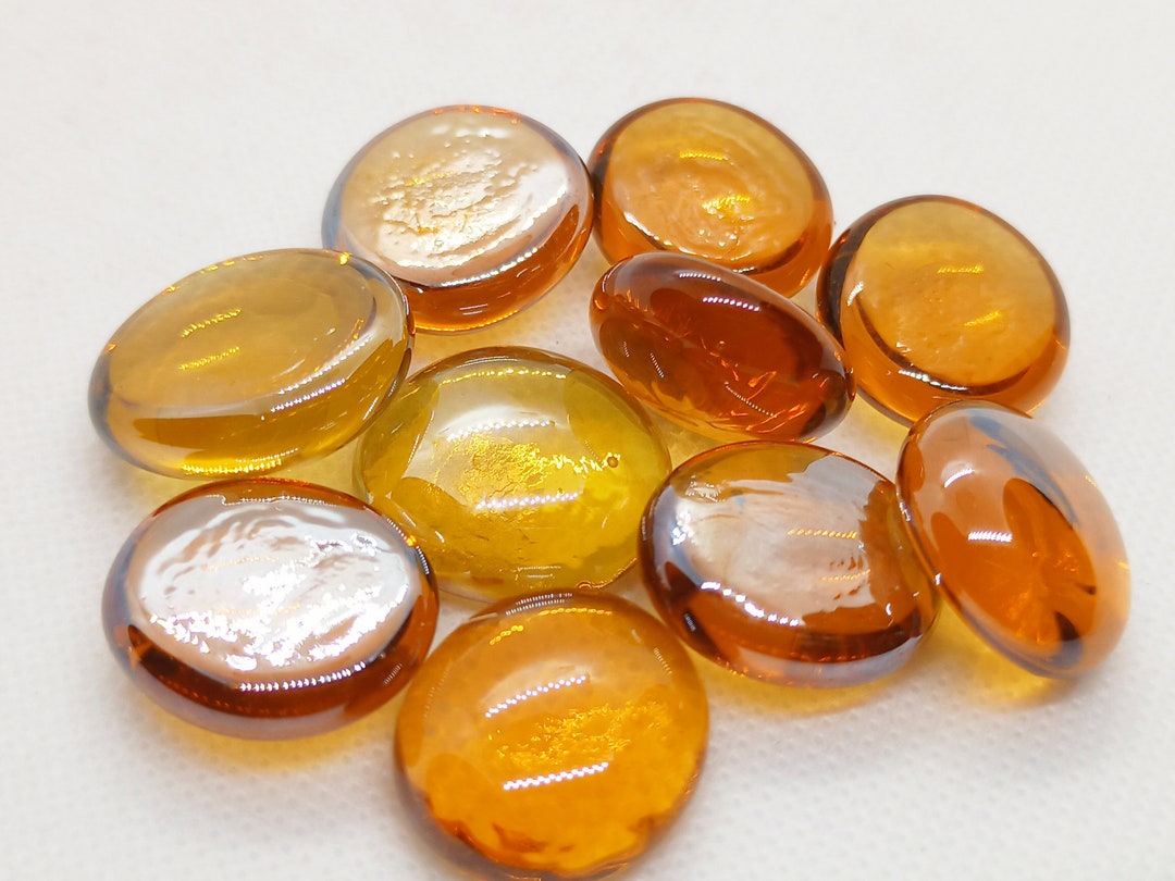 10 Dark Yellow Glass Pebbles Cabochons Craft Supplies - Etsy