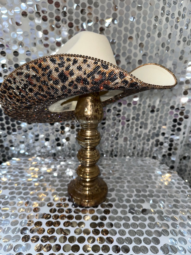 Sand Square Straw Cowboy Hat With Leopard Rhinestones - Etsy