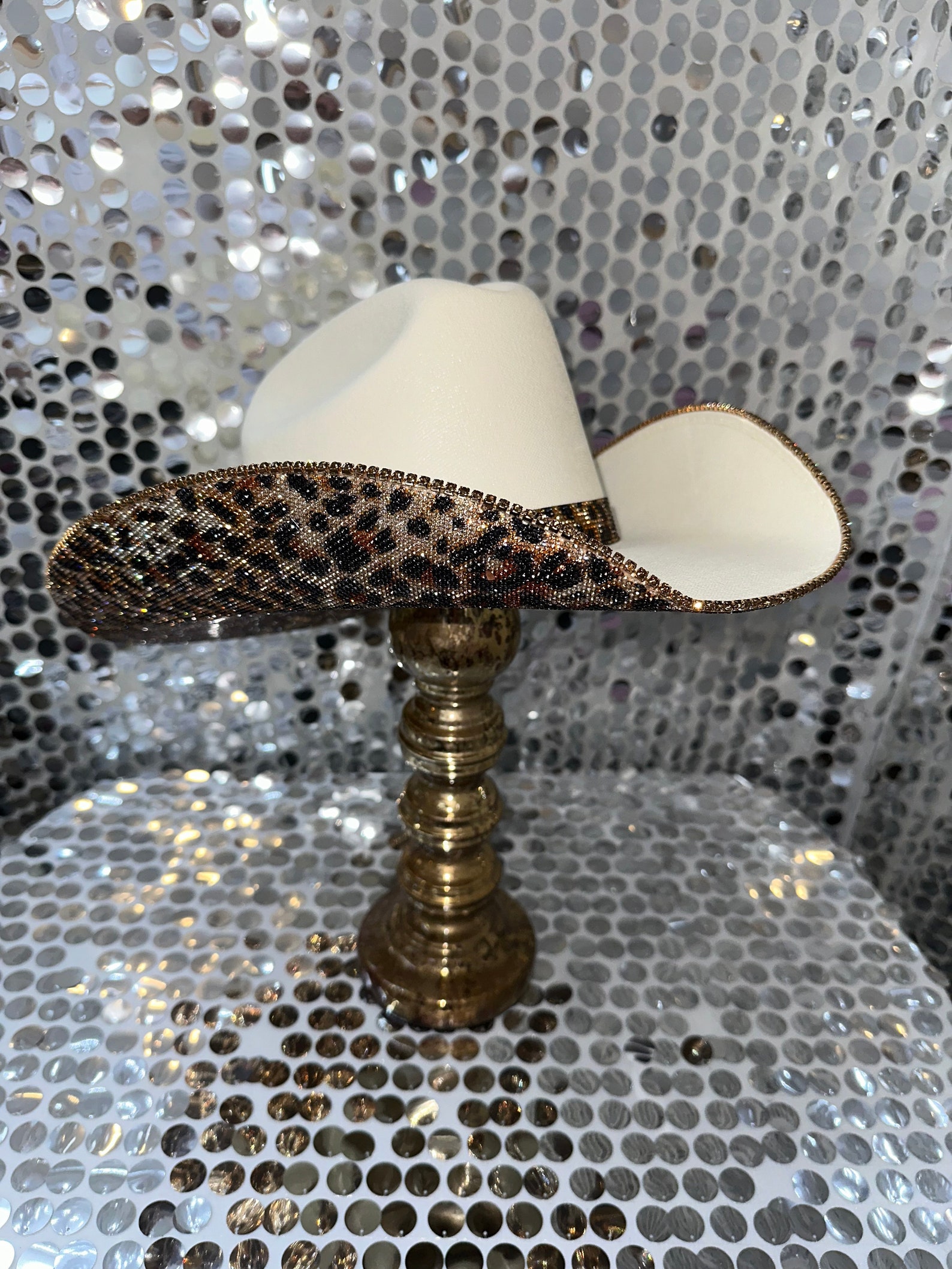 Sand Square Straw Cowboy Hat With Leopard Rhinestones - Etsy