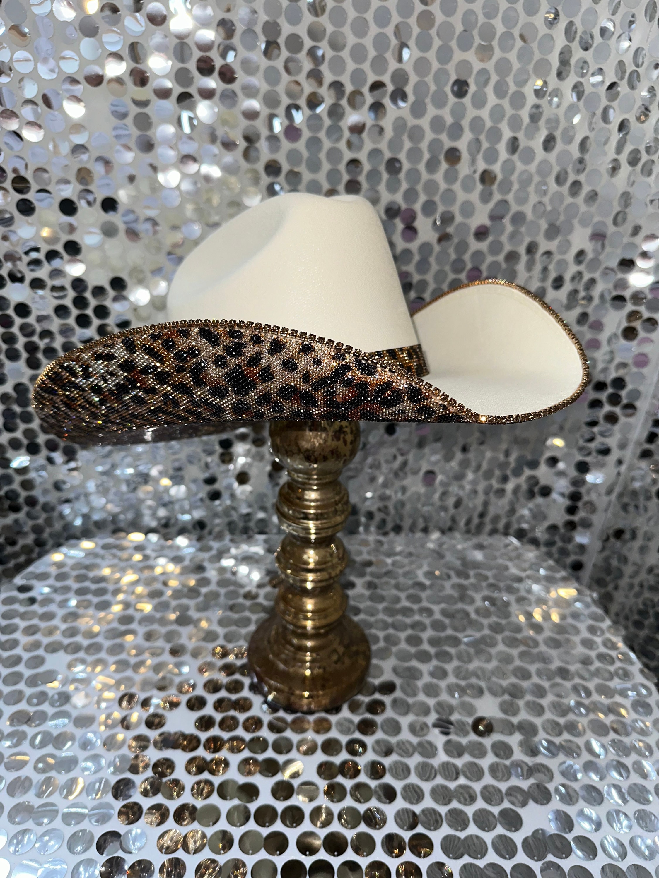 Sand Square Straw Cowboy Hat With Leopard Rhinestones - Etsy