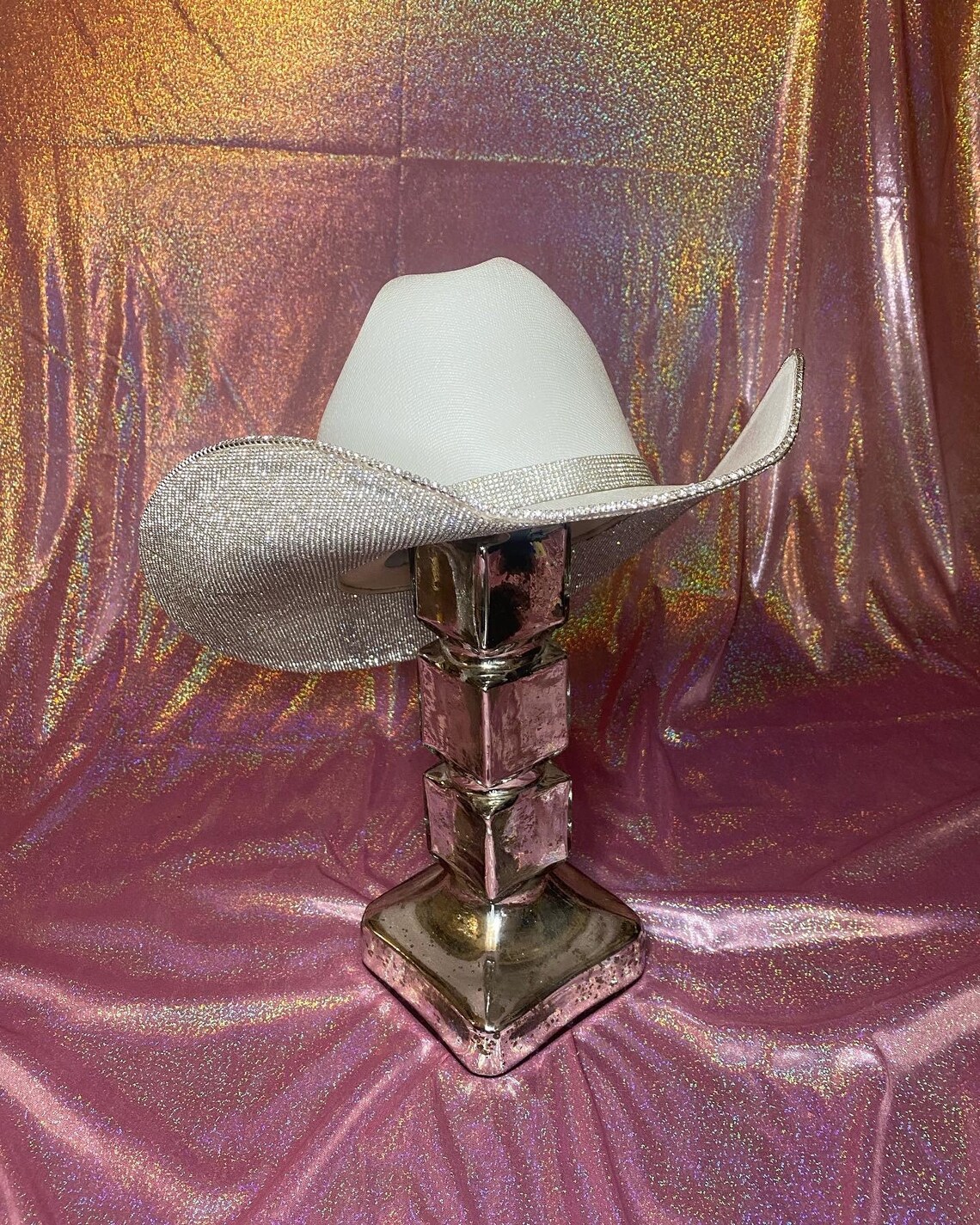 White & Crystal Rhinestone Hat - Etsy