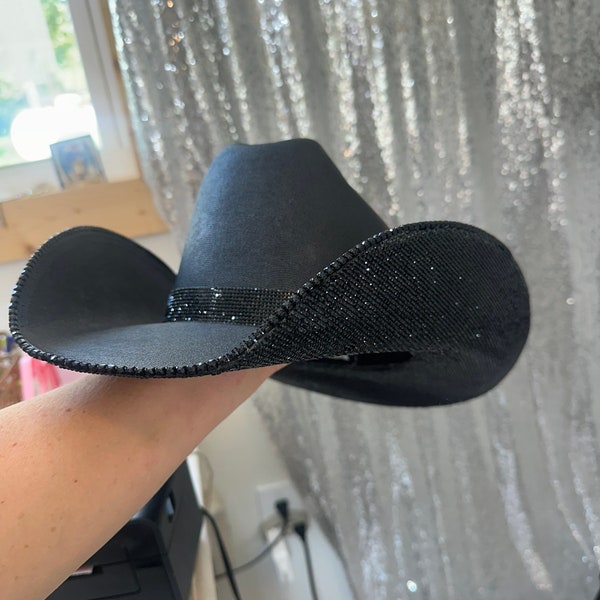 Black Straw Cowboy Hat - Etsy