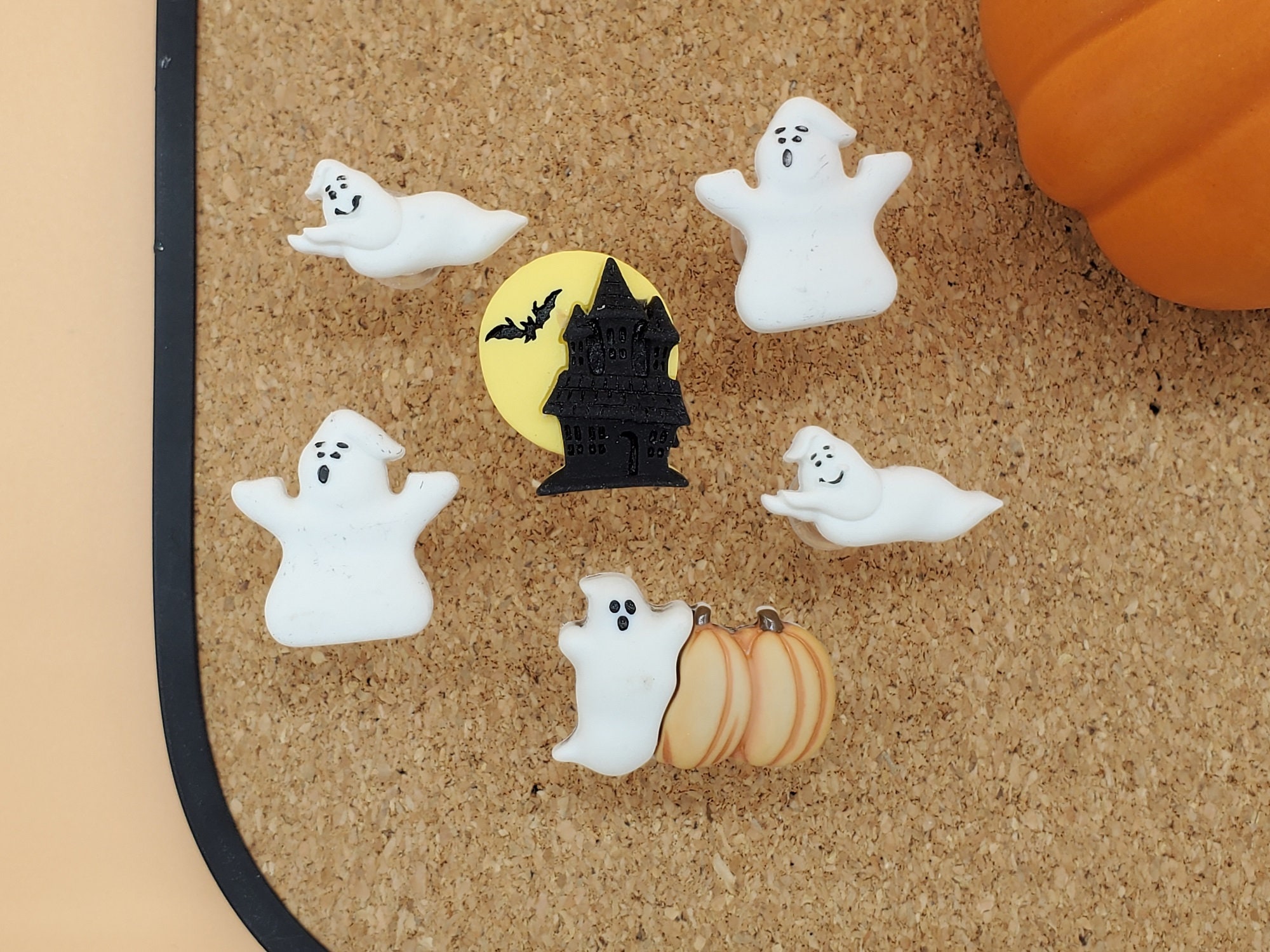 Haunted House and Ghost Cork Board Pins Halloween Push Pins - Etsy