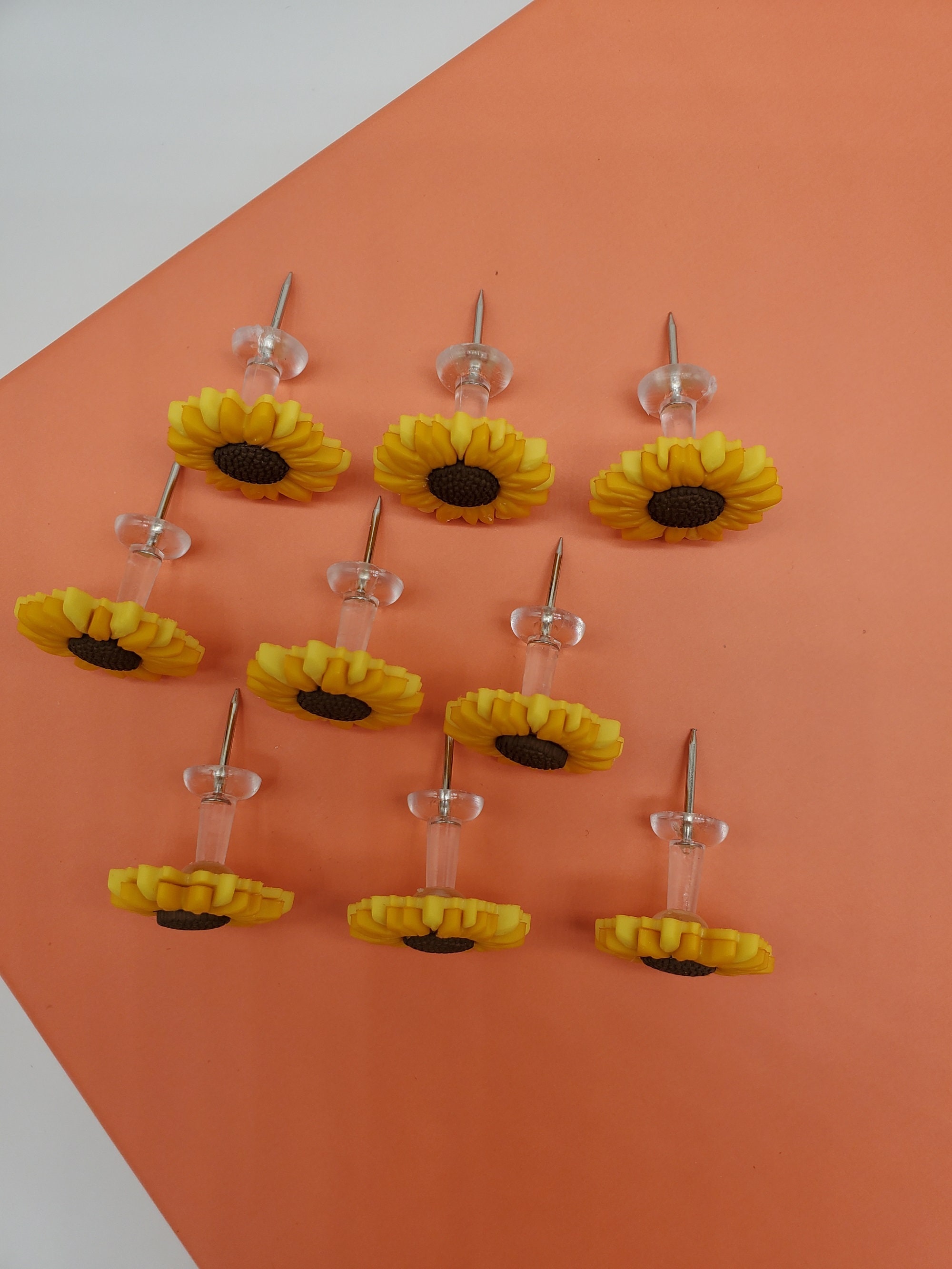 Sunflower Push Pins Flower Push Pins Gardening Pins Cork - Etsy