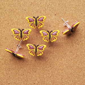 Butterfly Push Pins Insect Push Pins Cork Board Pins Yellow - Etsy