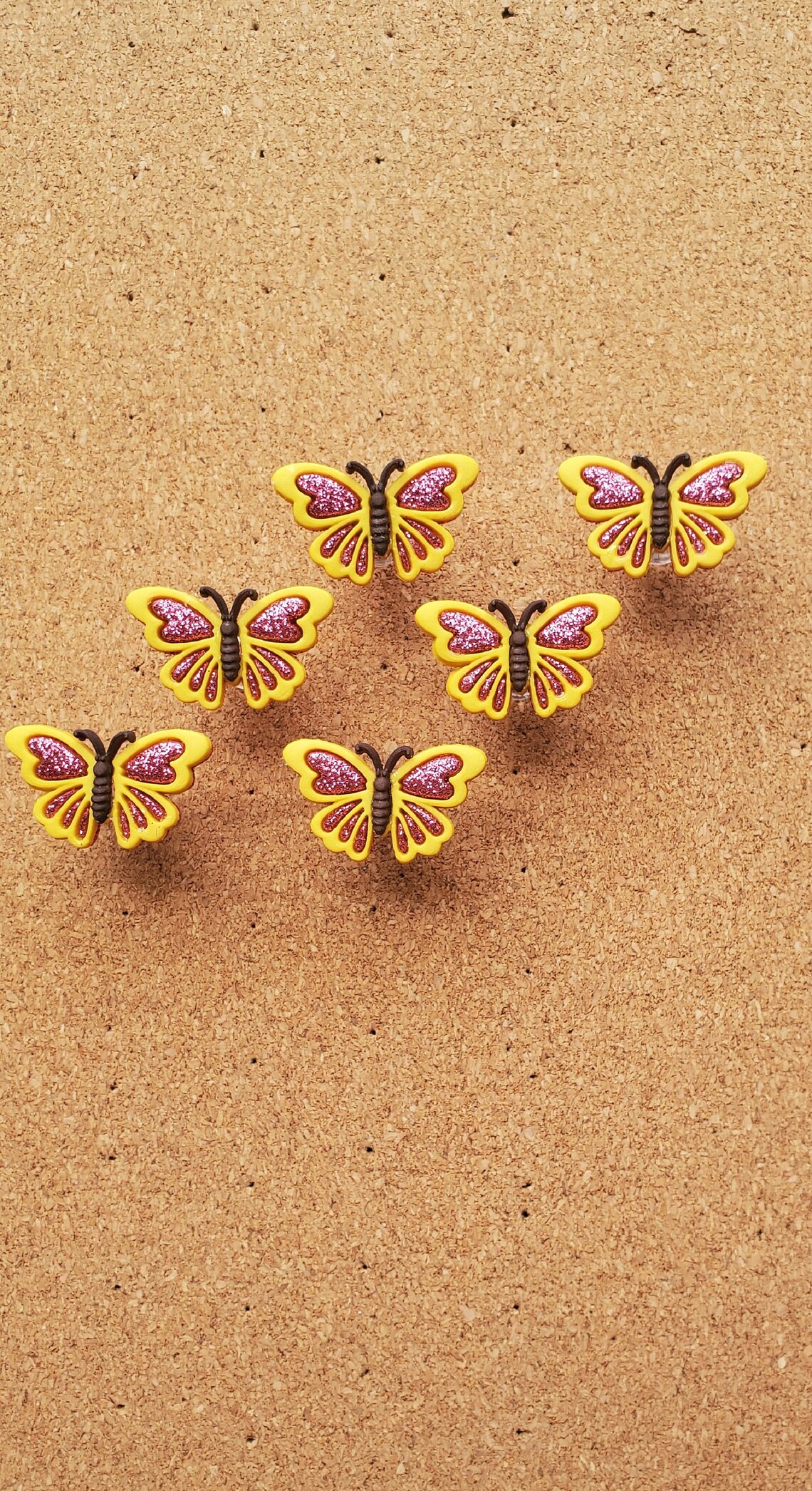 Butterfly Push Pins Insect Push Pins Cork Board Pins Yellow - Etsy