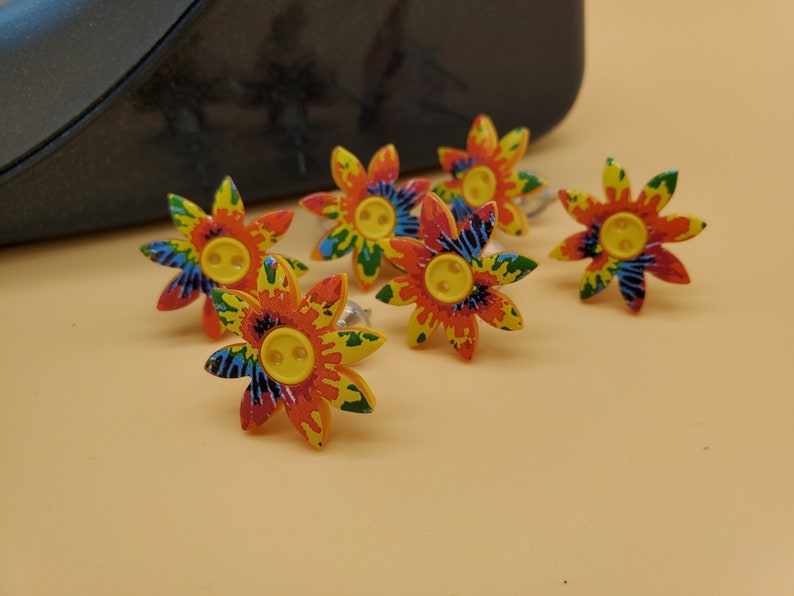 Retro Colourful Flower Push Pins, Cork Board Pins - Etsy