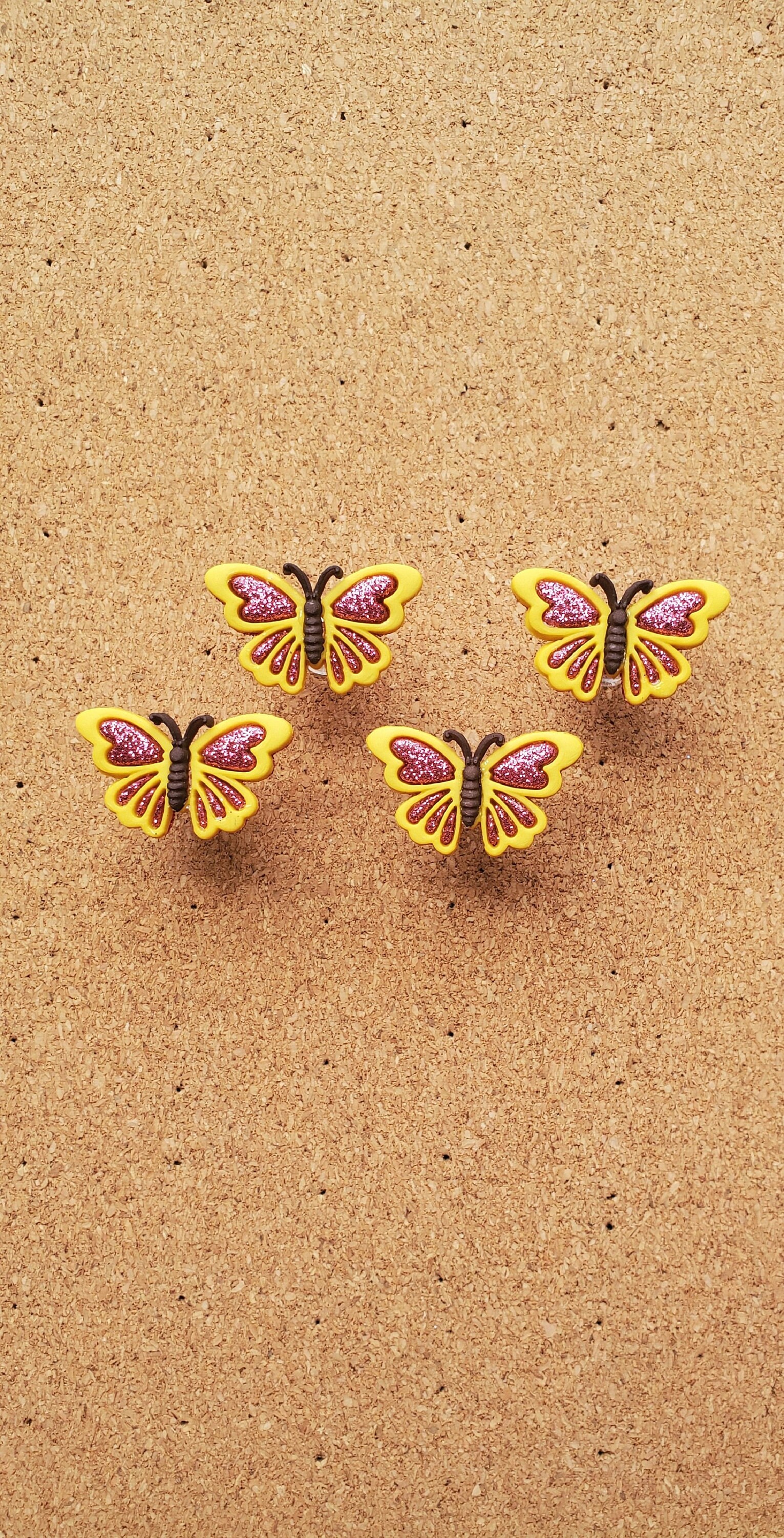 Butterfly Push Pins Insect Push Pins Cork Board Pins Yellow - Etsy