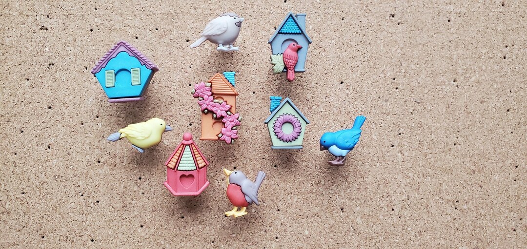Bird House Push Pins, Bird Push Pins, Cork Board Pins - Etsy