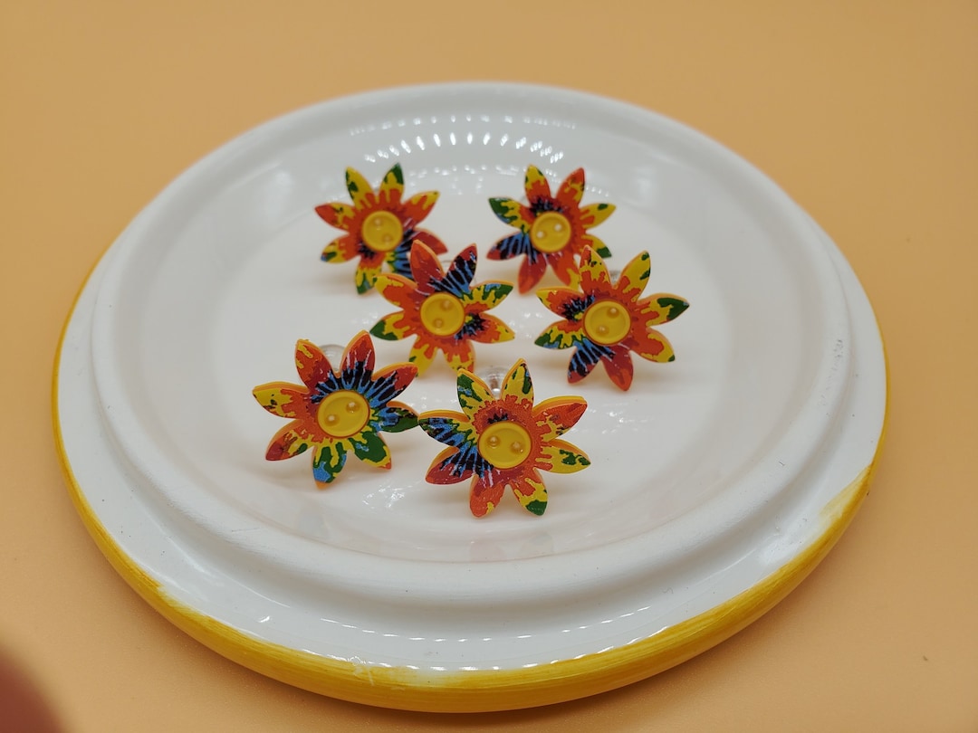 Retro Colourful Flower Push Pins, Cork Board Pins - Etsy