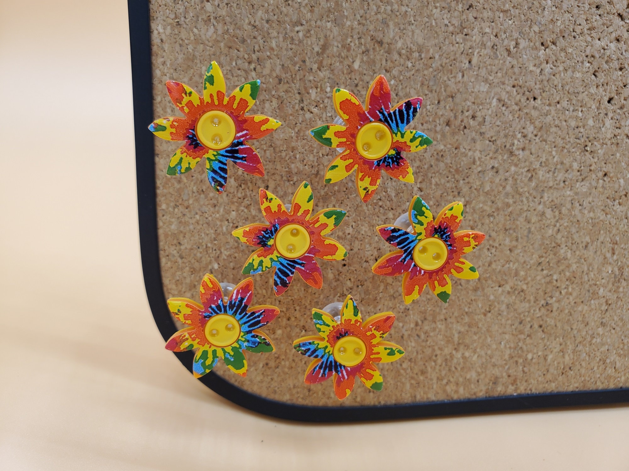 Retro Colourful Flower Push Pins, Cork Board Pins - Etsy